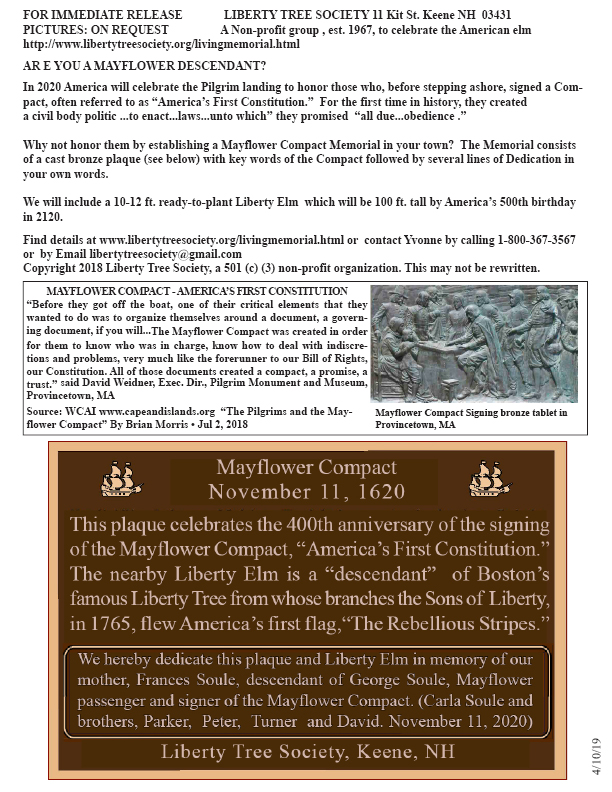 Mayflower Descendants Memorials